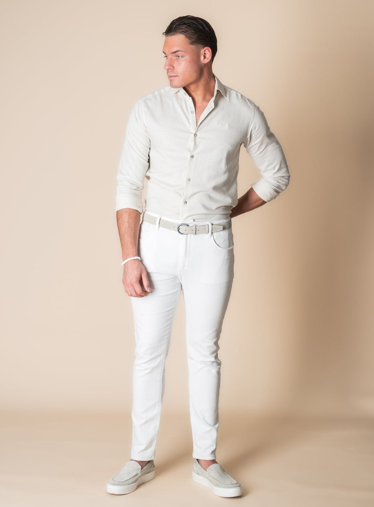 Zumo Slim Fit Shirts BROS-LINEN Sugar