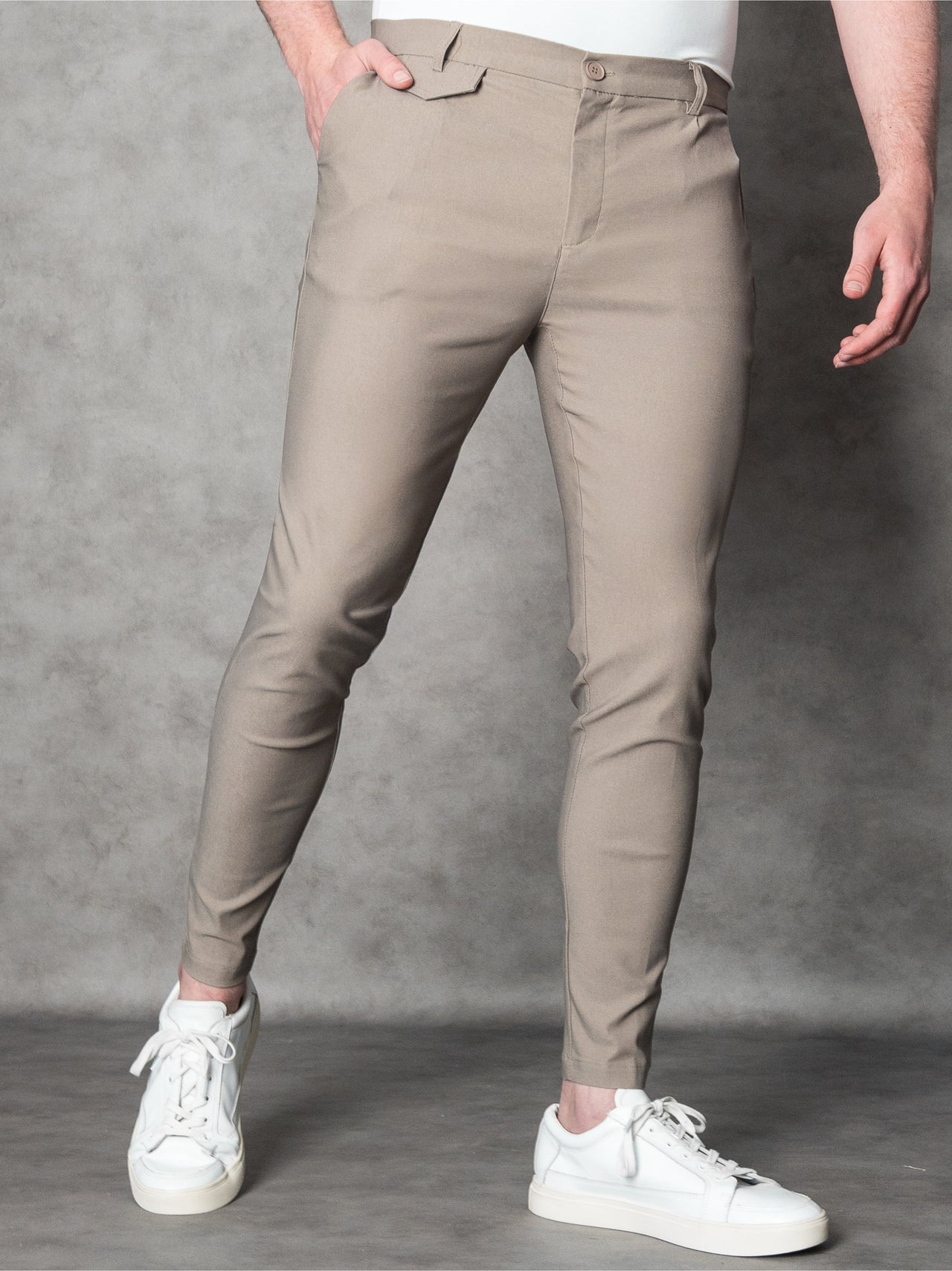 ZUMO Heren Broek Highway-II Slim Fit Truffle Stretch Tech Chino Pants ...